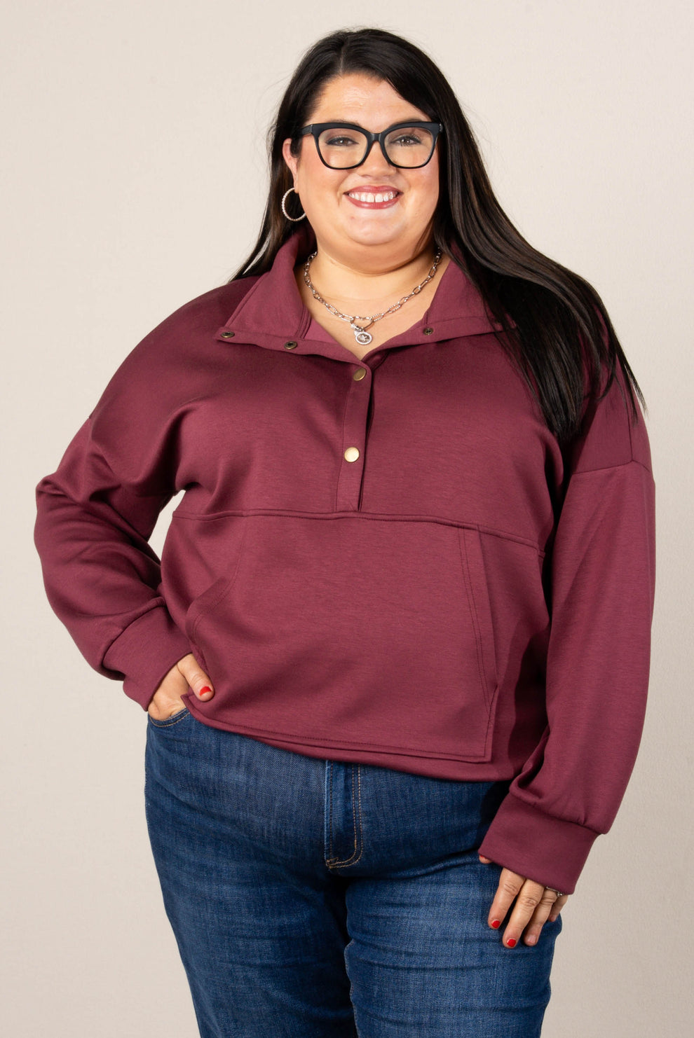 Half Snap Drawstring Waist Pullover – Glamour Farms Boutique