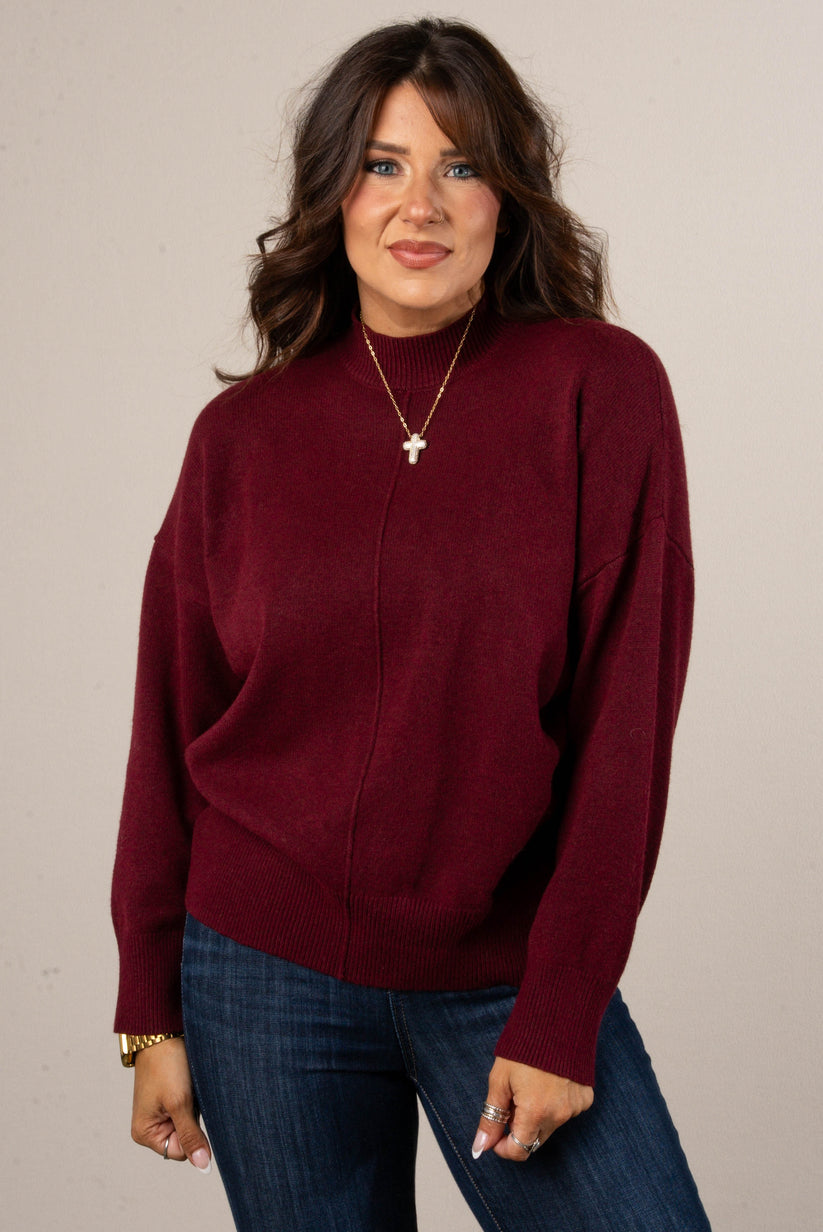 Genevieve Front Seam Mock Neck Sweater – Glamour Farms Boutique