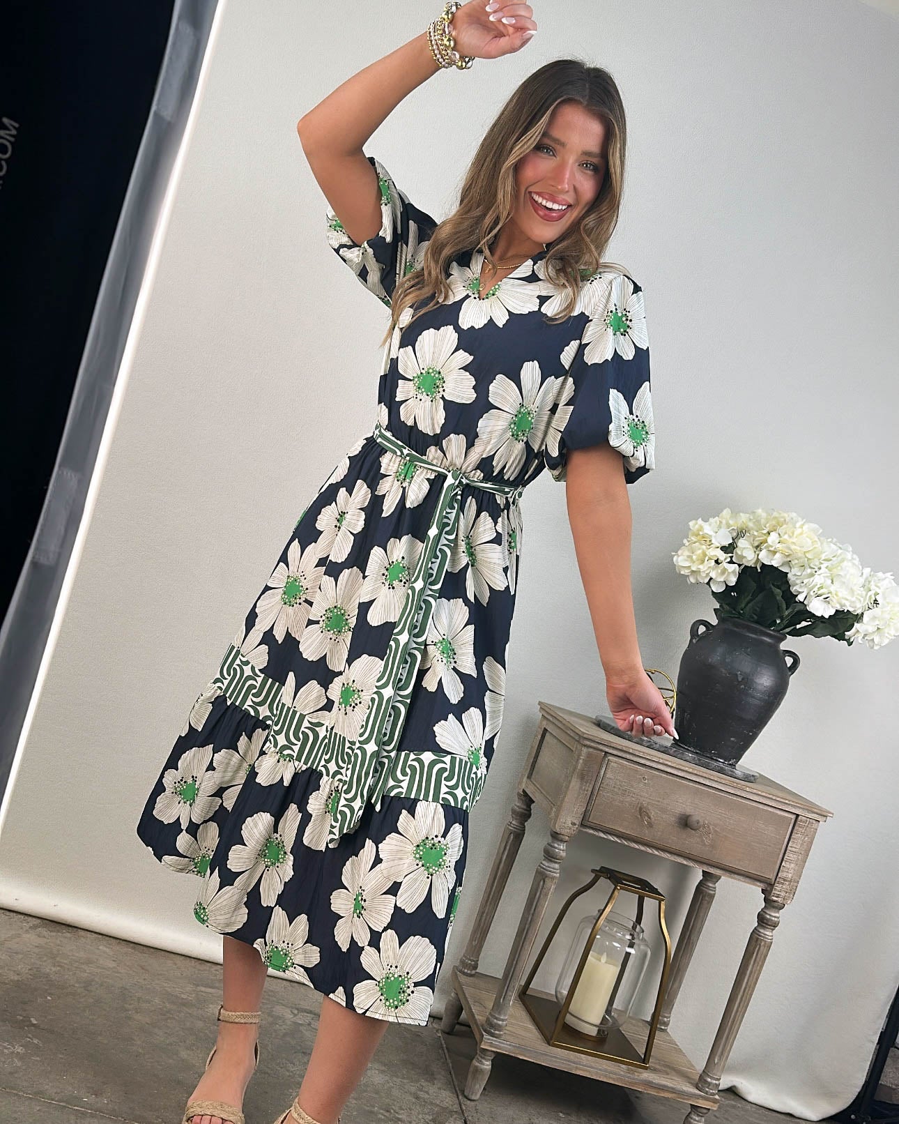 In Harmony Mixed Print Tiered Dress – Glamour Farms Boutique