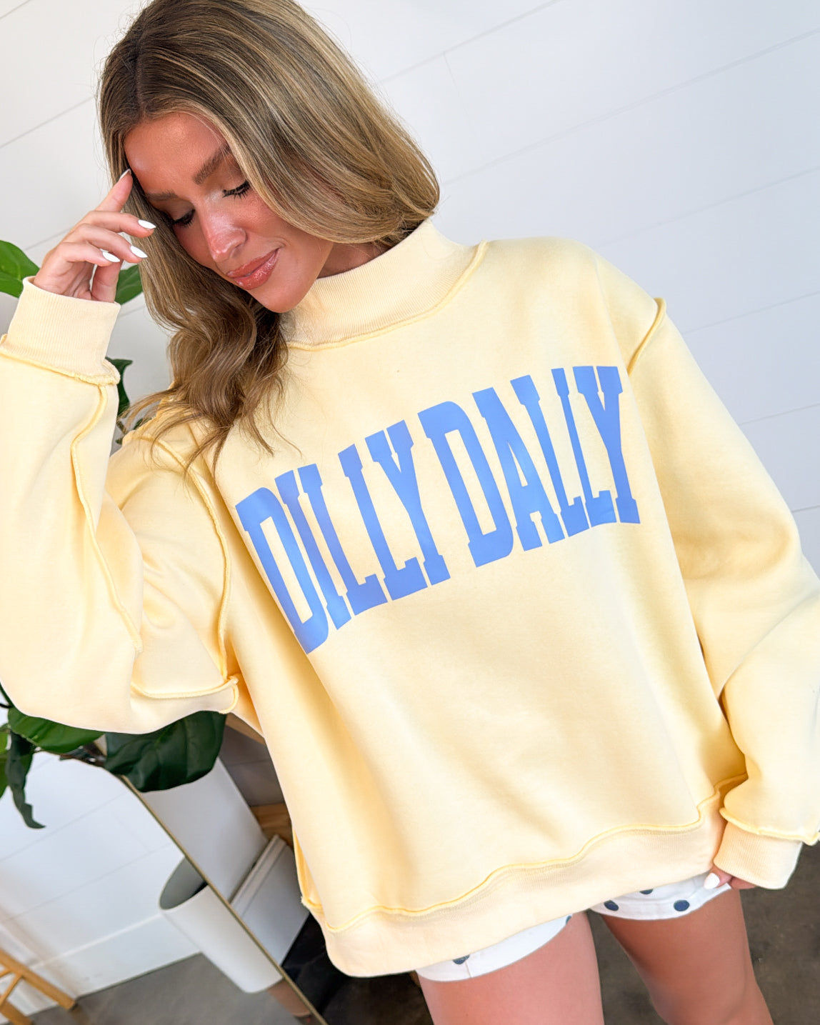 Dilly Dally Inside Out Mock Neck Graphic Sweatshirt – Glamour Farms ...